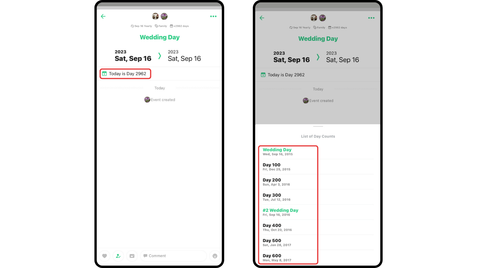 Can I set Anniversaries? (Day counter) – TimeTree Help